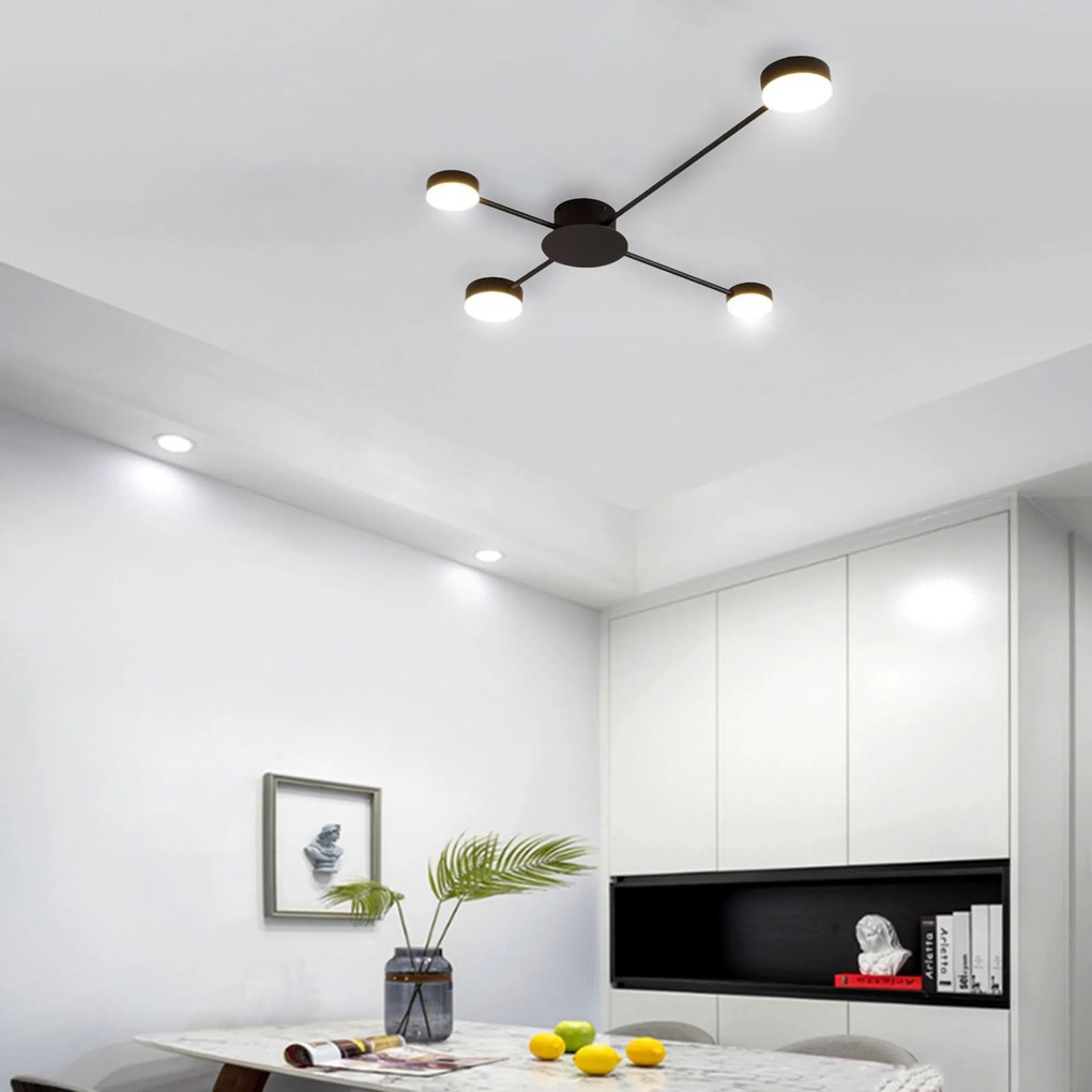 Toolight - LED stropní svítidlo 4-ramenné APP210-3CPR, černá, OSW-08460