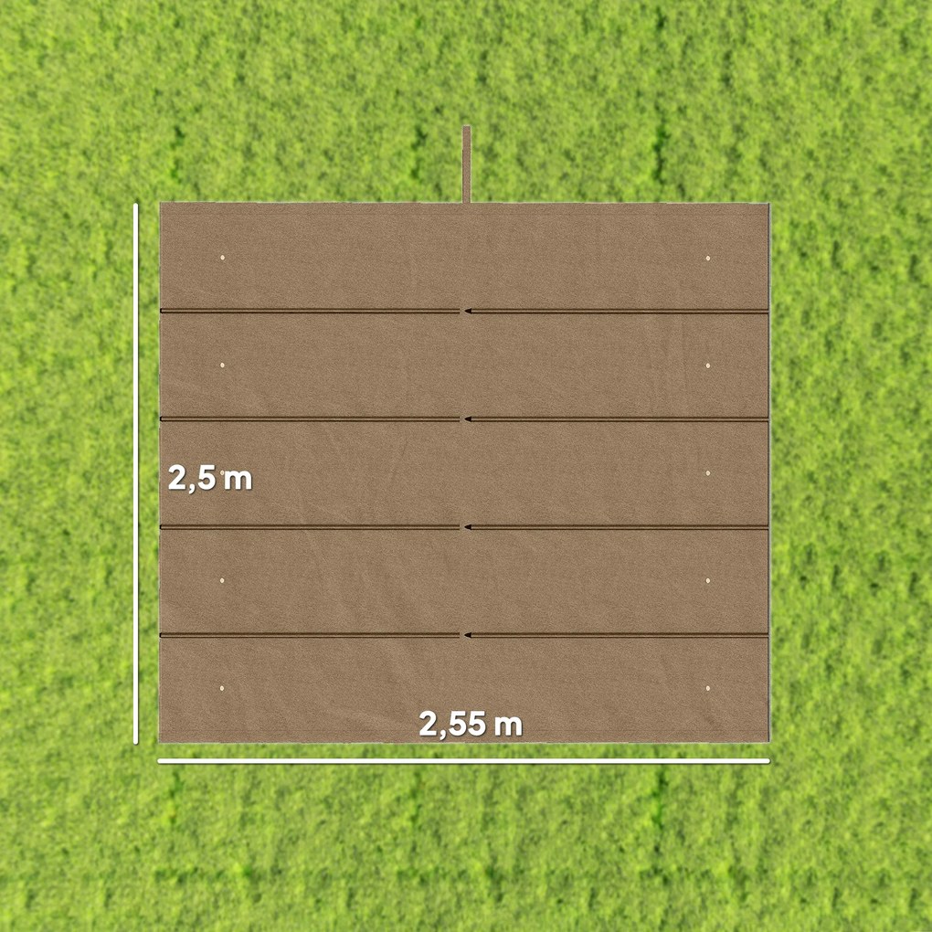 Náhradní střecha pro pergolu 3 x 3 m, zatahovací, s otvory pro odvod dešťové vody, odolná proti povětrnostním vlivům, polyester, 250 x 255 cm Hnědá b…