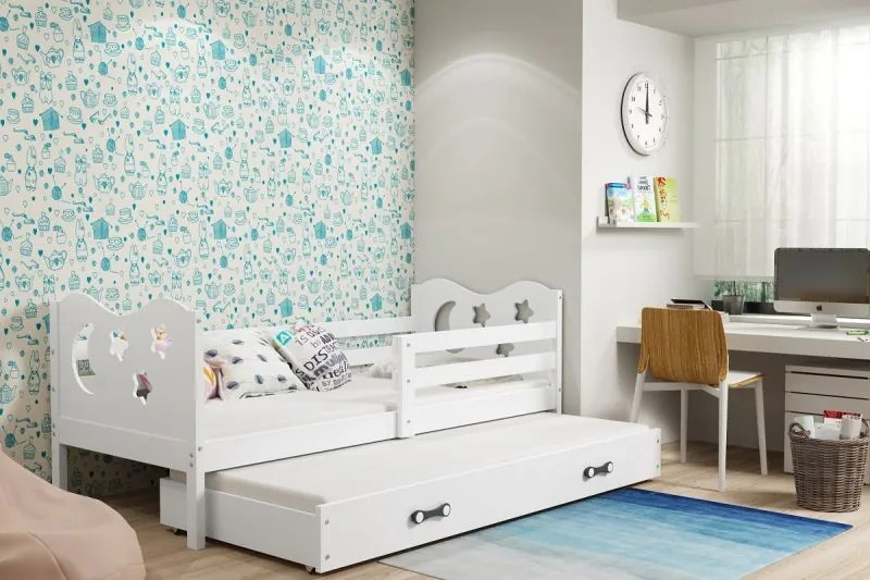 Dětská postel MIKO s přistýlkou 190 cm - barva bílá