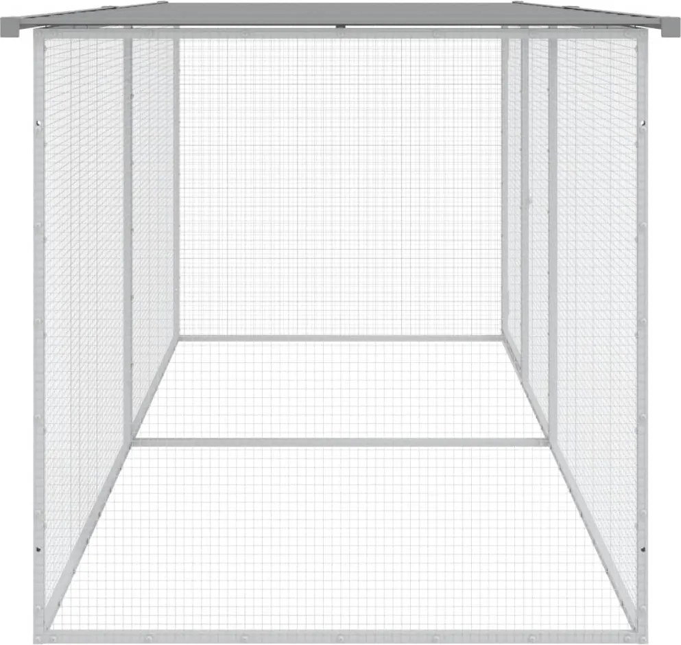 Klec pro kuřata se střechou světle šedá 203 x 98 x 90 cm pozinkovaná ocel 3189054