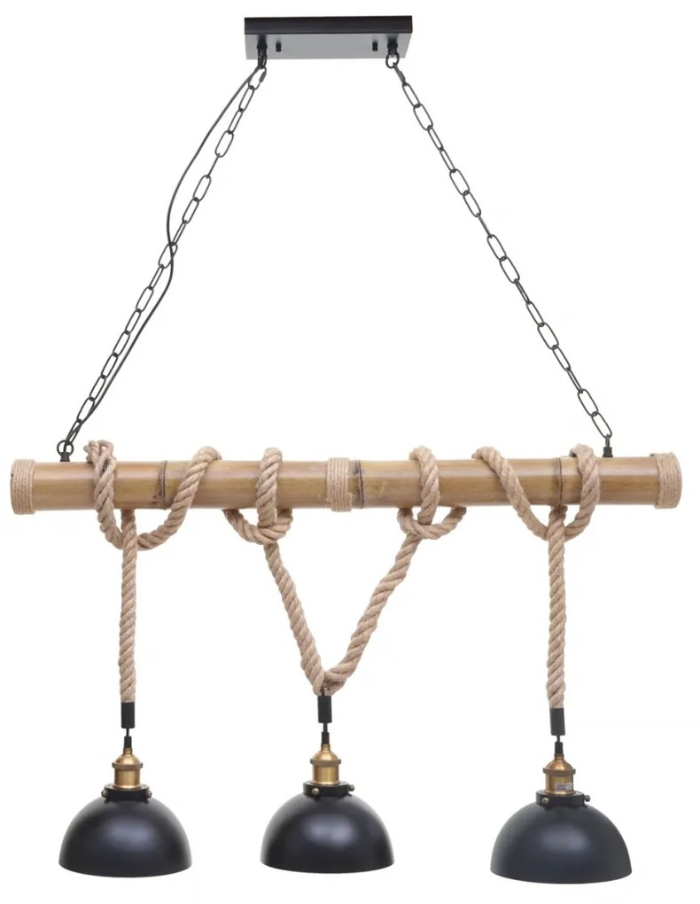 Závěsné svítidlo H82 industrial, kupole 3 74201 - kov / bambus - Černá