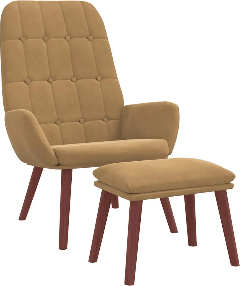 Relaxační křeslo s podnožkou hnědé samet 3315146