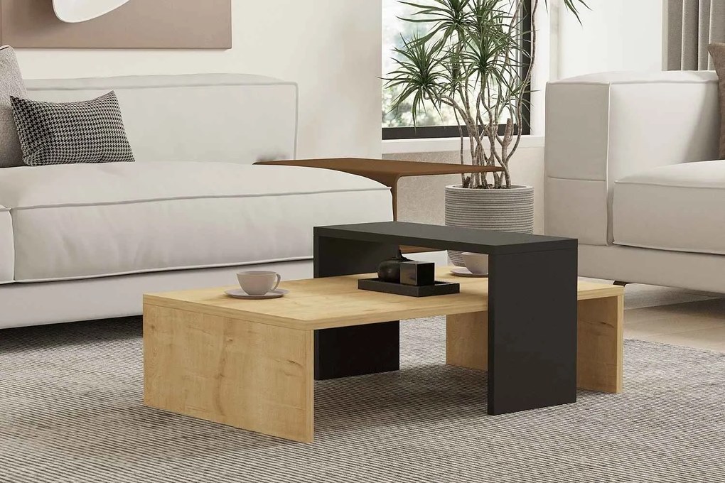 Designový konferenční stolek Questa 80 cm dub / antracitový
