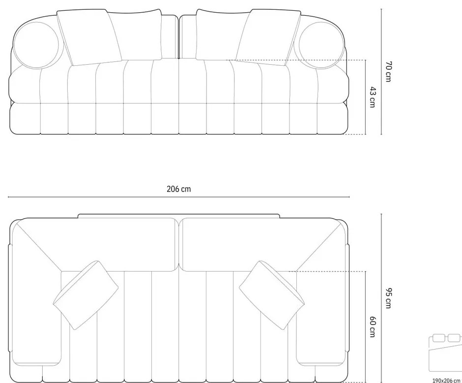 Zelená sametová rozkládací pohovka 206 cm Kemi – Cosmopolitan Design