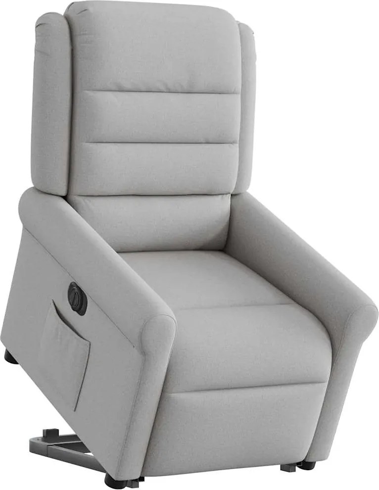 Elektrické zvedací polohovací křeslo obláčkově šedé textil 3303343