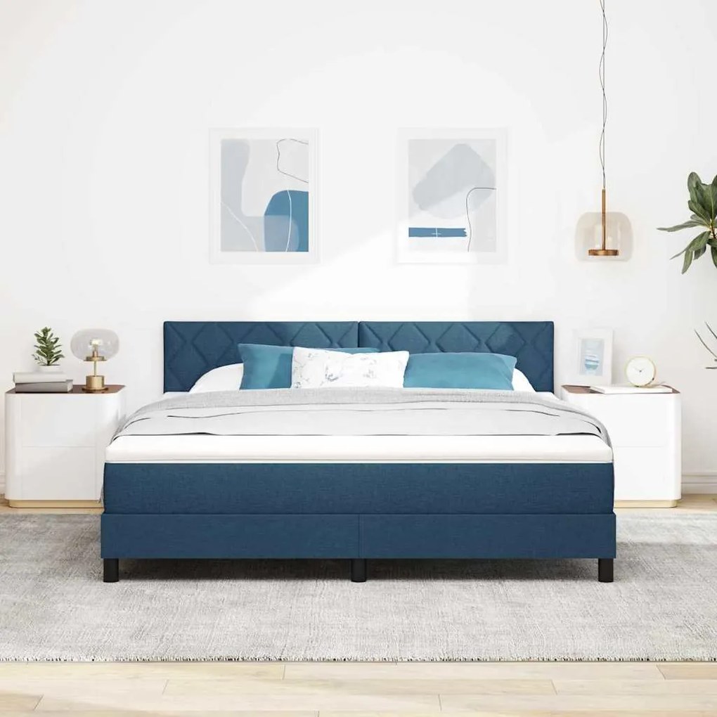 Postel s boxspringem s čelo Modrá 180 x 200 cm textil 3338789