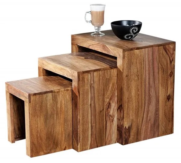 Massive home | 3Set odkládací stolek Makassar 45 cm masiv palisandr