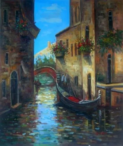 Ulička Benátek s Gondolou - 50 x 60 cm
