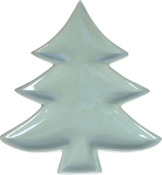 Zelený keramický talíř Ewax Christmas Tree, délka 24 cm