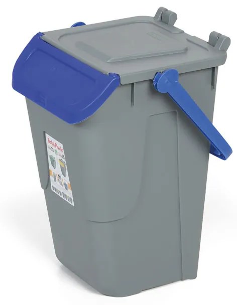 Plastový odpadkový koš na třídění odpadu ECOLOGY II, 35 l, šedá/modrá