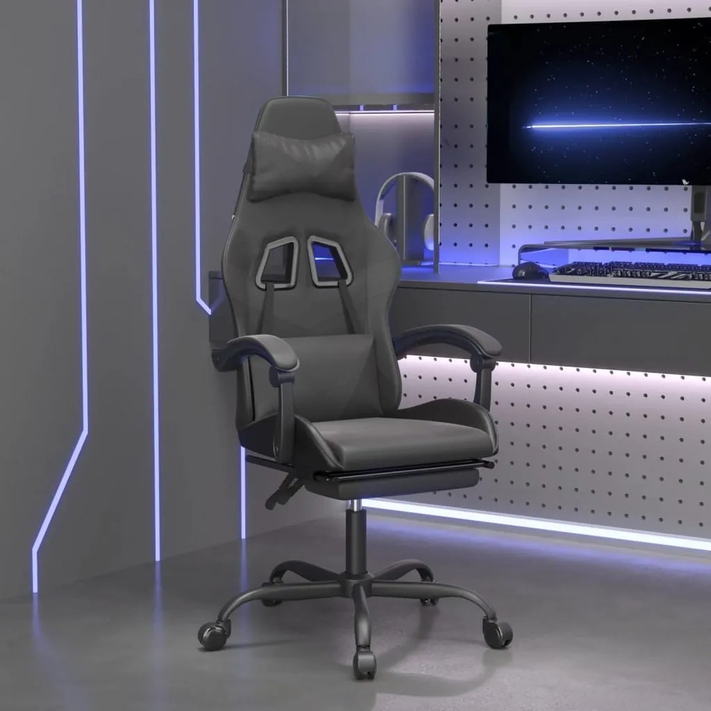 Herní židle s podnožkou černá umělá kůže 3143862