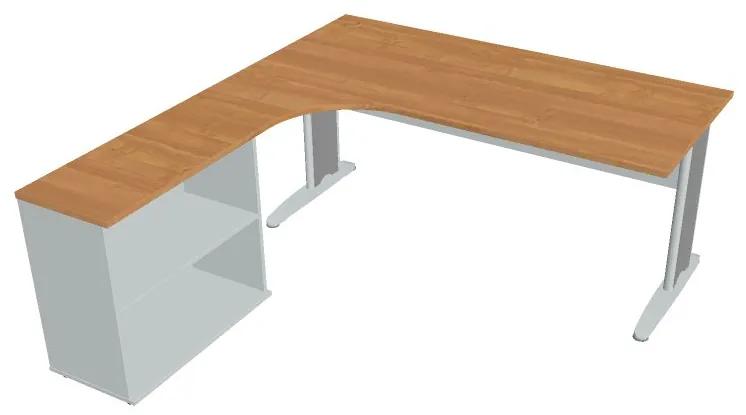 Sestava stolu a skříně pravá 180 cm - Hobis Cross CE 1800 H P Dekor stolové desky: olše, Dekor lamino podnože: šedá, Barva nohou: Stříbrná