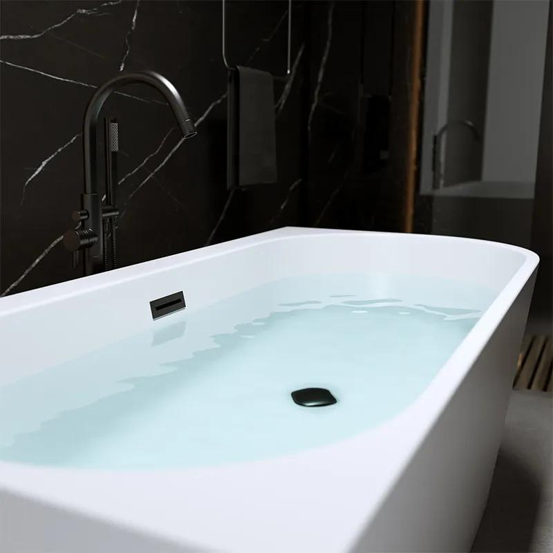 BPS-koupelny Volně stojící rohová akrylátová vana HYD-MER509D levá 170x75 bílá, odtokový komplet černý