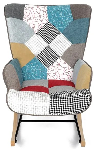 Houpací křeslo VENTURA - patchwork látka Barva: Vícebarevná