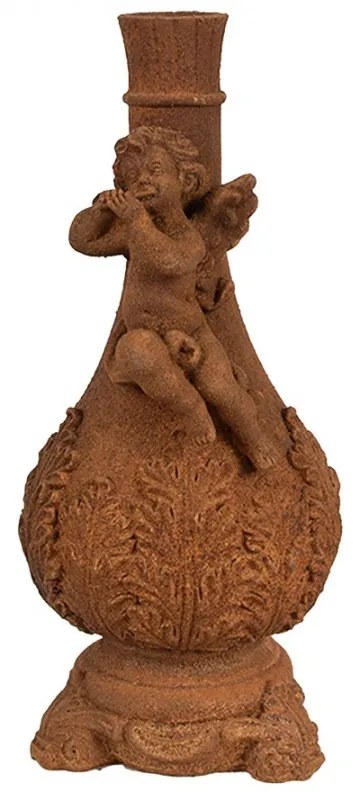 Dekorativní svícen rezavá figurka anděl - 10*10*23 cm