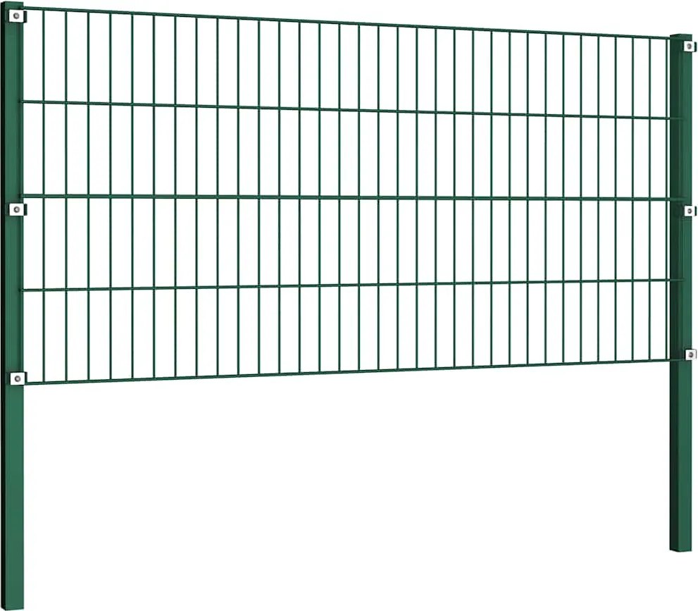 Plotový panel se sloupky železný 867 x 80 cm zelený 278608