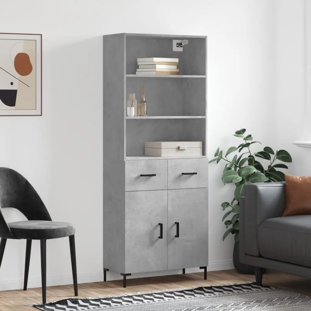 Skříň highboard betonově šedá 69,5x34x180 cm kompozitní dřevo 3200517