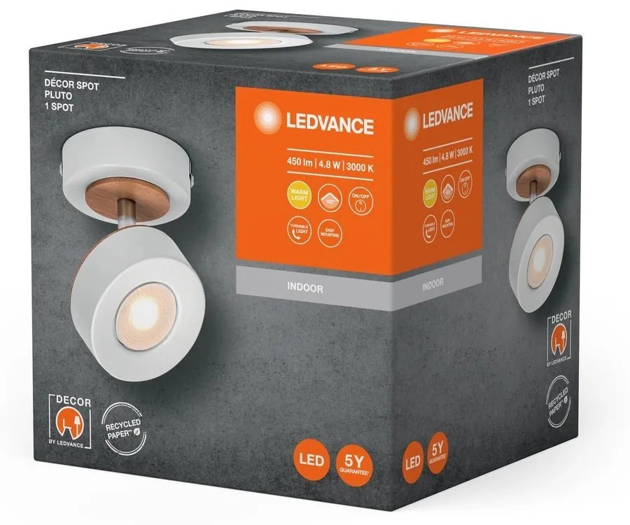 LED nástěnné svítidlo 4,8 W DECOR SPOT PLUTO, teplá bílá