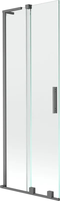 Mexen Velar L, 2-křídlová posuvná vanová zástěna 75 x 150 cm, 8mm čiré sklo, grafitová matná, 896-075-003-01-95