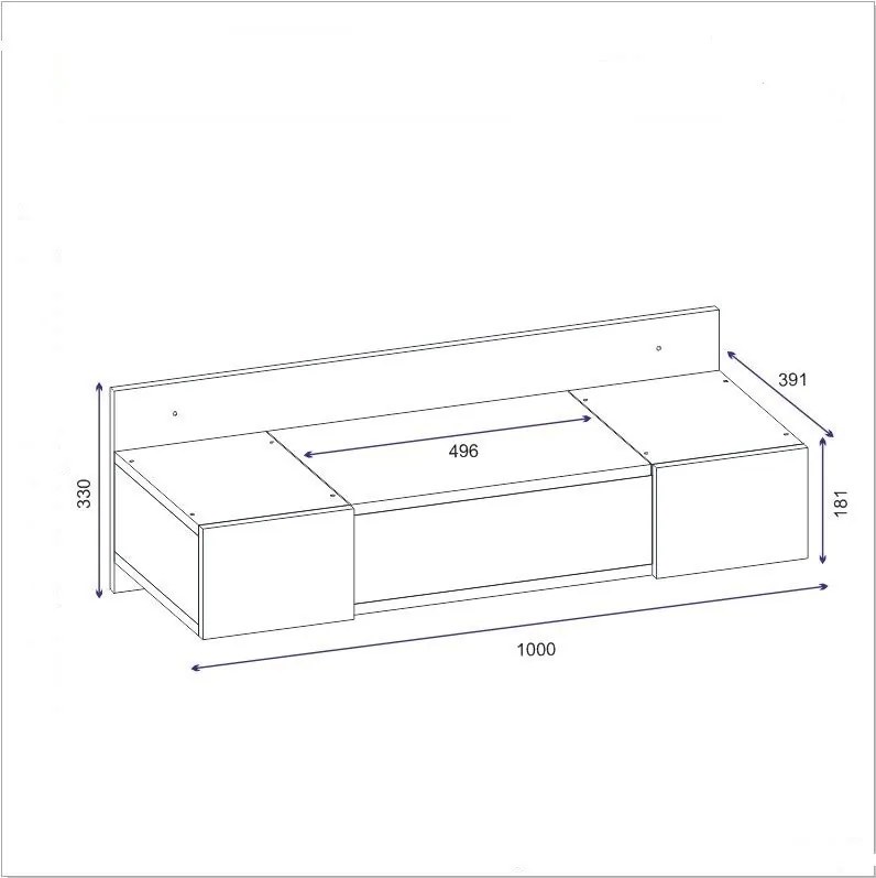 Toaletní stolek ZAKKUM 100 cm antracitový