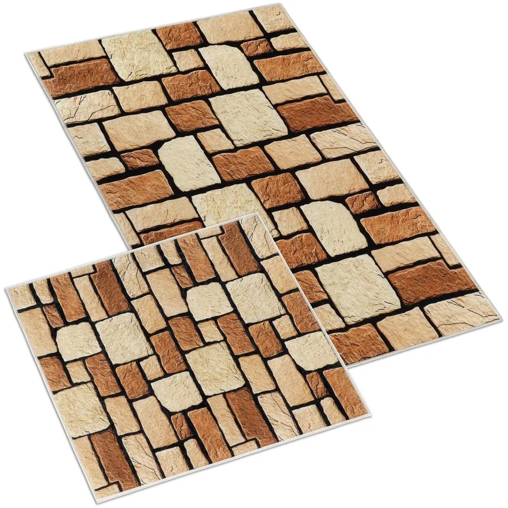 Kvalitex Koupelnová a WC předložka bez výkroje Kamenná dlažba 3D SADA 60 x 100 cm + 60 x 50 cm