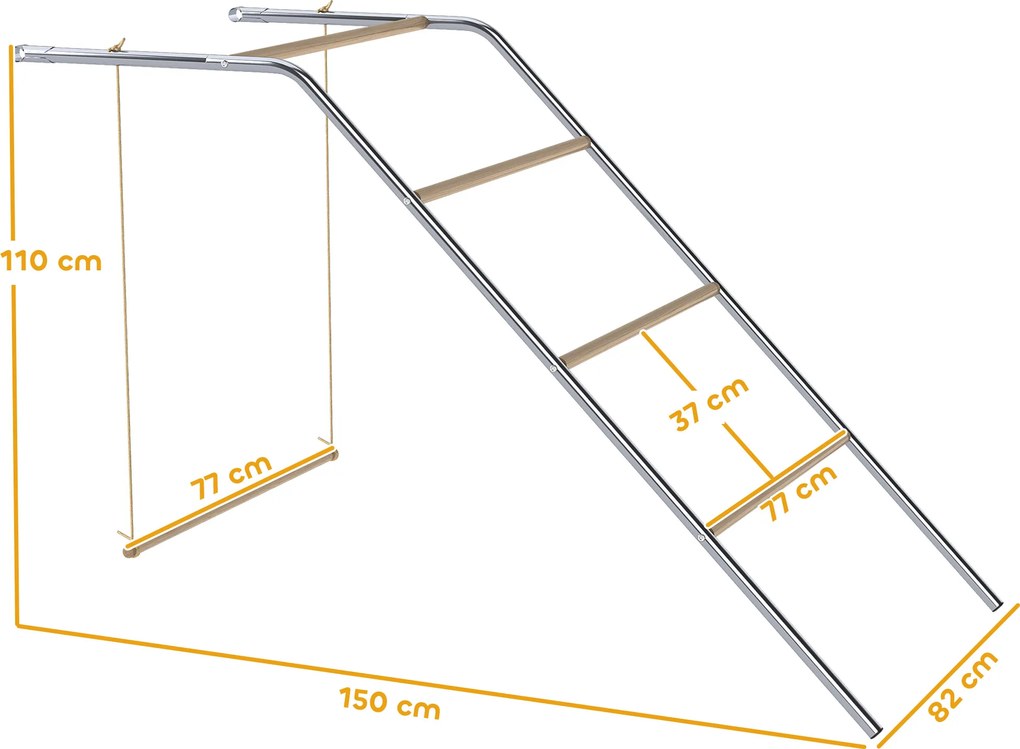 PawHut Dřevěný rám na hraní pro kuřata, hřiště pro kuřata s hrazdičkami, nastavitelná houpačka, 82 x 150 x 110 cm stříbrný