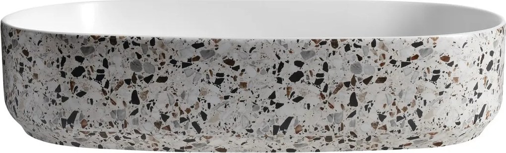 Isvea Infinity Oval keramické umyvadlo na desku 55 x 36 cm terrazzo bílá 10NF65055-2L-TRZ