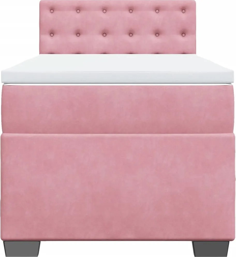 Box spring postel s matrací růžová 80 x 200 cm samet 3286179