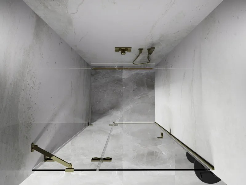 Mexen, Mexen Lunar levé otočné sprchové dveře 70 cm, transparentní, zlaté - 834-070-000-50-00-L