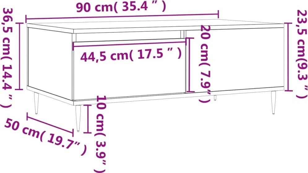 vidaXL Konferenční stolek 90 x 50 x 36,5 cm kompozitní dřevo [830799] Barva: hnědý dub