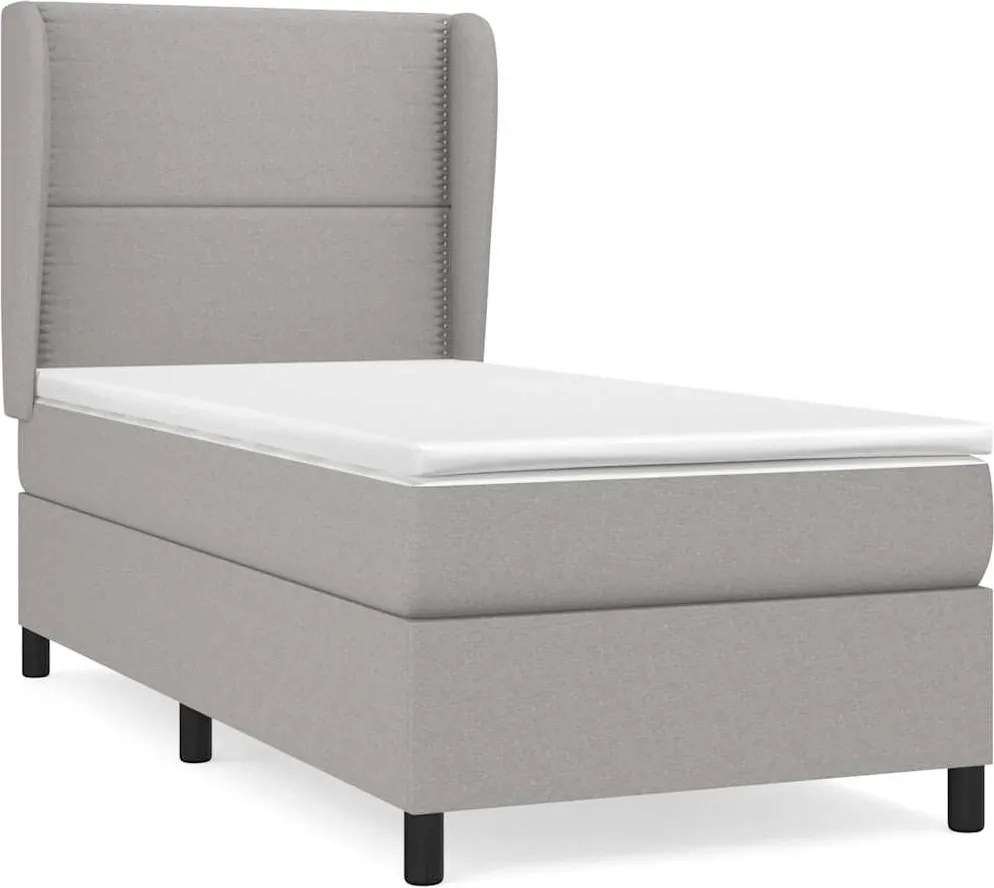 Box spring postel s matrací světle šedá 90x190 cm textil 3127845