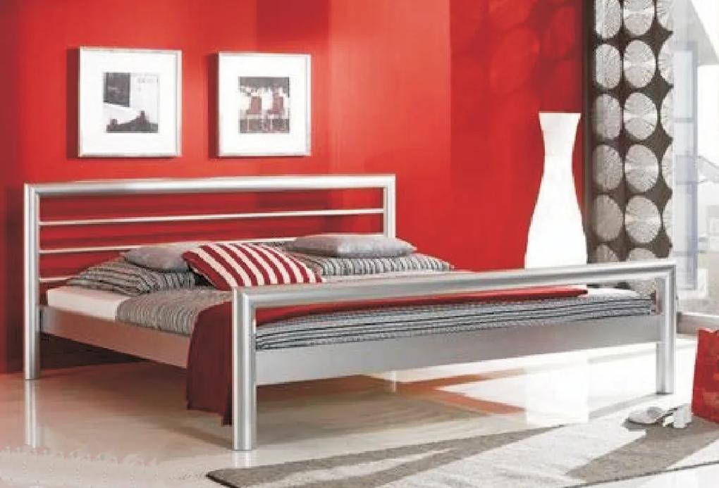 Nábytek ATIKA s.r.o. kovová postel London Povrchová úprava: stříbrná RAL 9006, Rozměr: 200 x 200 cm
