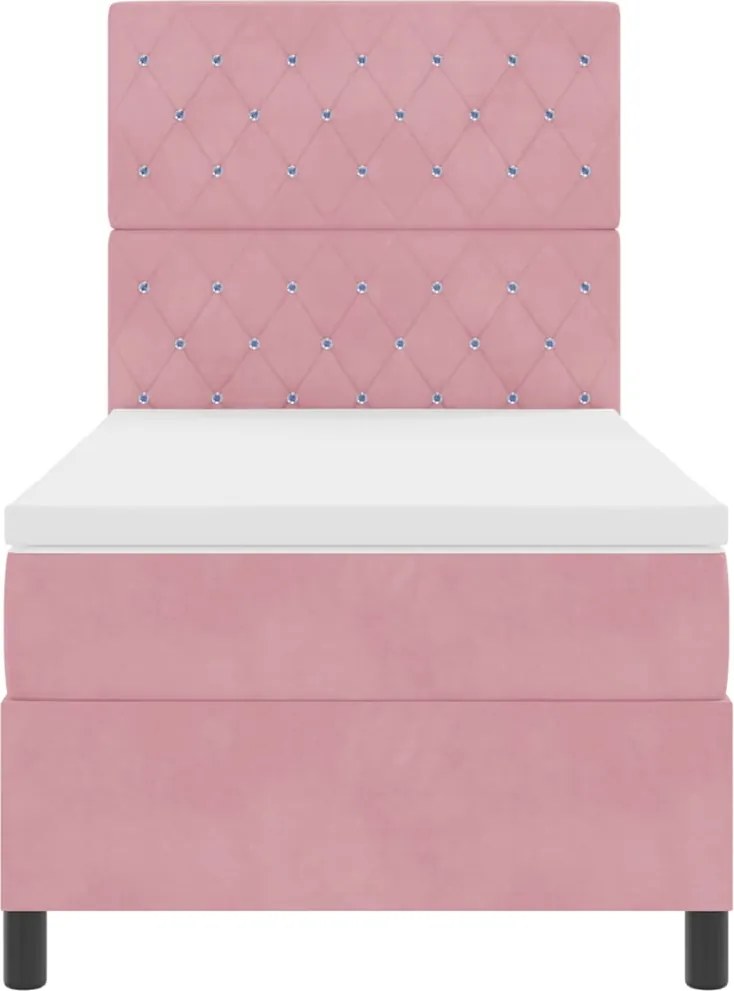 Postel s boxspringem s matrací s čelo Růžová 100 x 200 cm samet 3339751