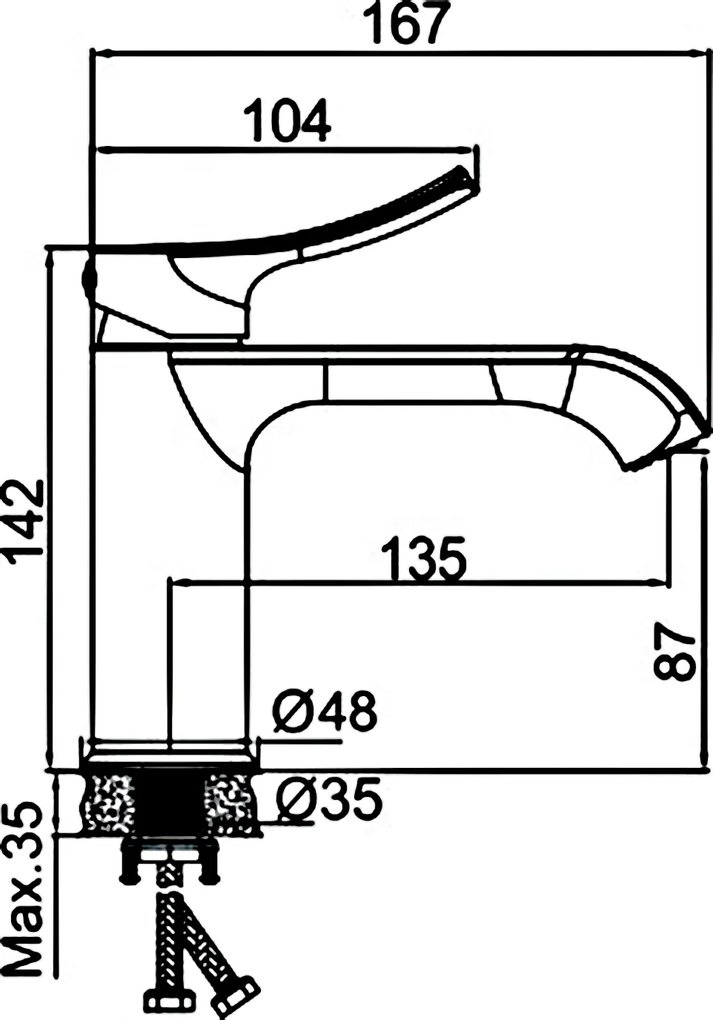 Sapho Sapho, SUGA stojánková umyvadlová baterie bez výpusti, chrom, TJ002