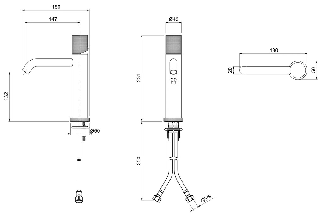 Sapho Sapho, ULTRATAP stojánková umyvadlová baterie bez výpusti, zlato mat, UT004TG