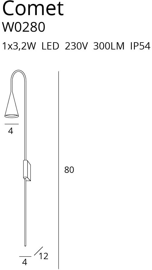 Maxlight W0280 COMET Nástěnné svítidlo 3W LED, IP54, černé