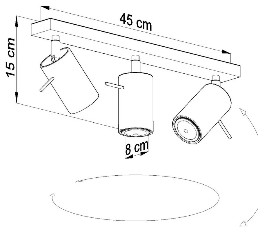 Šedé stropní svítidlo Sollux Etna, délka 45 cm
