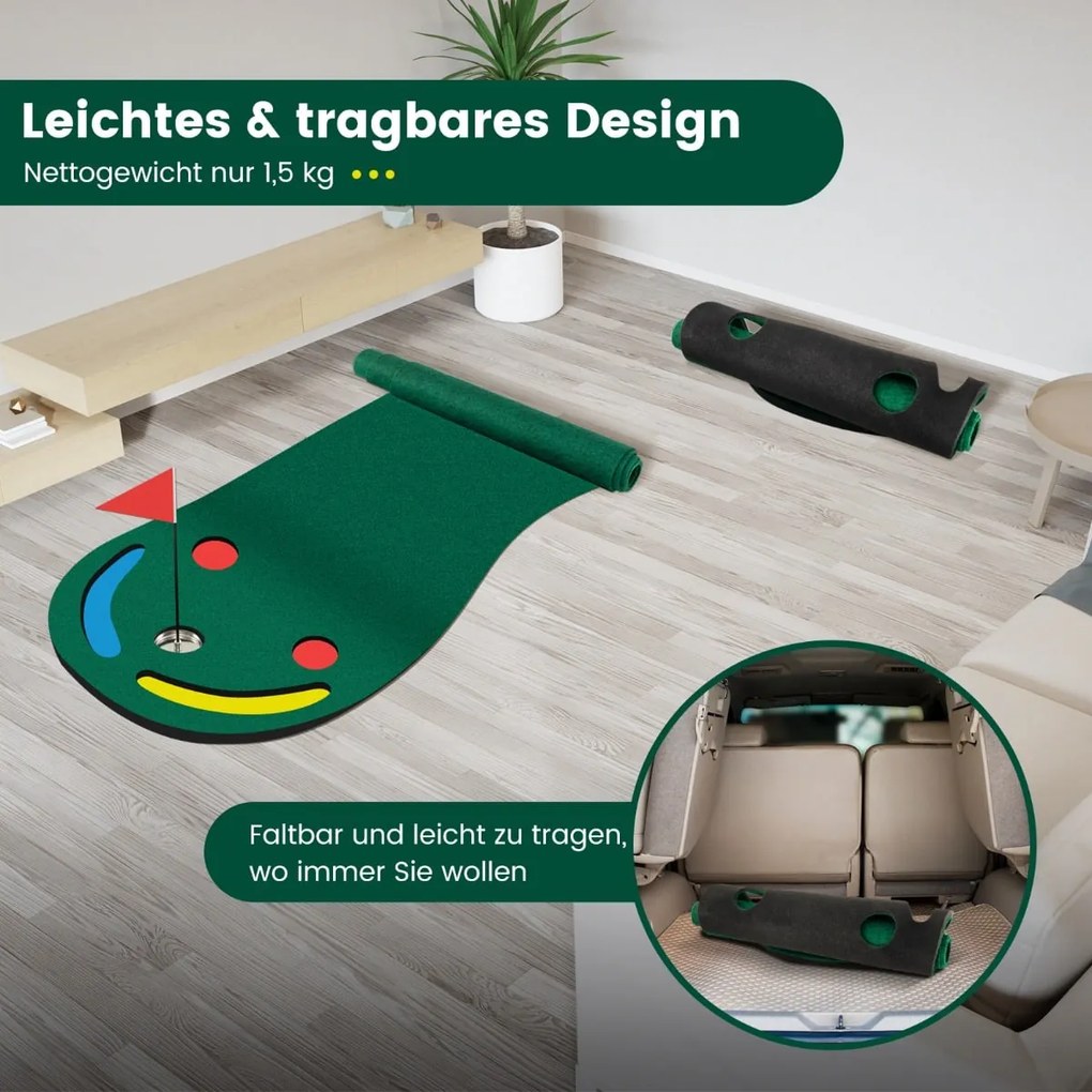 Costway Golfová podložka na odpalování se 3 odkládacími kelímky a 1 skládací