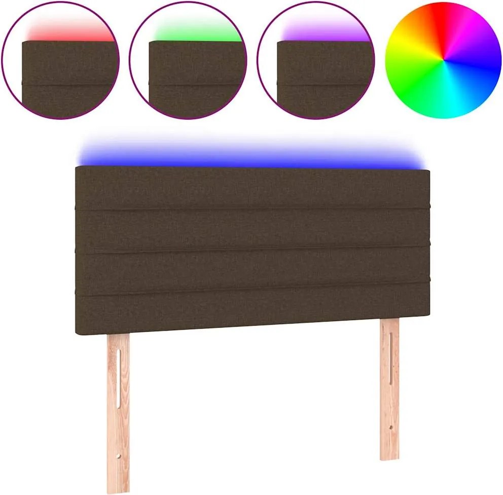 Čelo postele s LED tmavě hnědé 80 x 5 x 78/88 cm textil 3121729