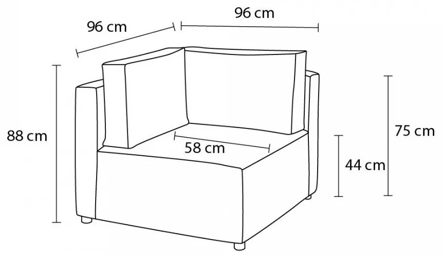 Světle zelený manšestrový modul pohovky (variabilní) Nihad modular – Bobochic Paris