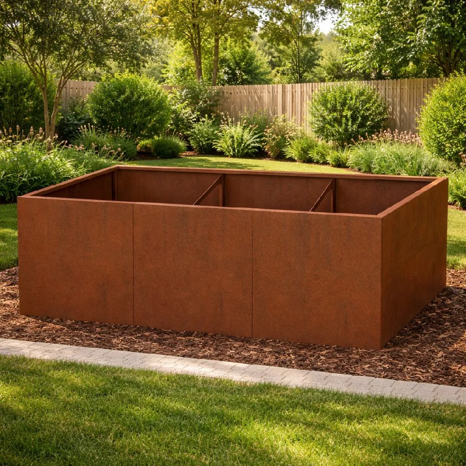 BestBerg Vyvýšený cortenový zahradní záhon  BBGR-640CT / 640 l / 150 x 100 x 43 cm / corten