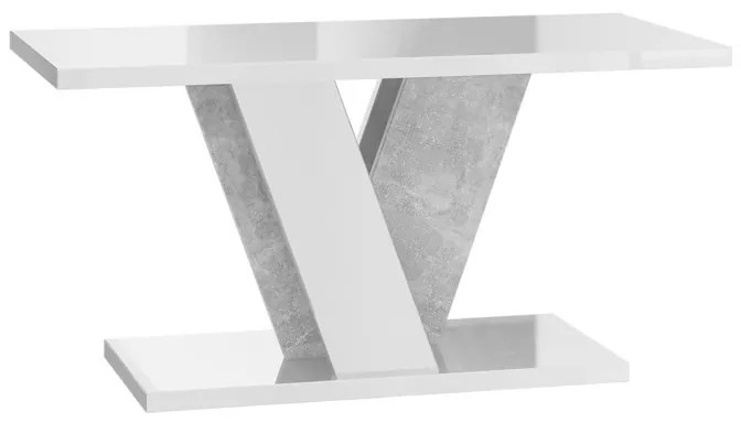 Konferenční stolek Tearyl, Barva: bílý lesk / beton