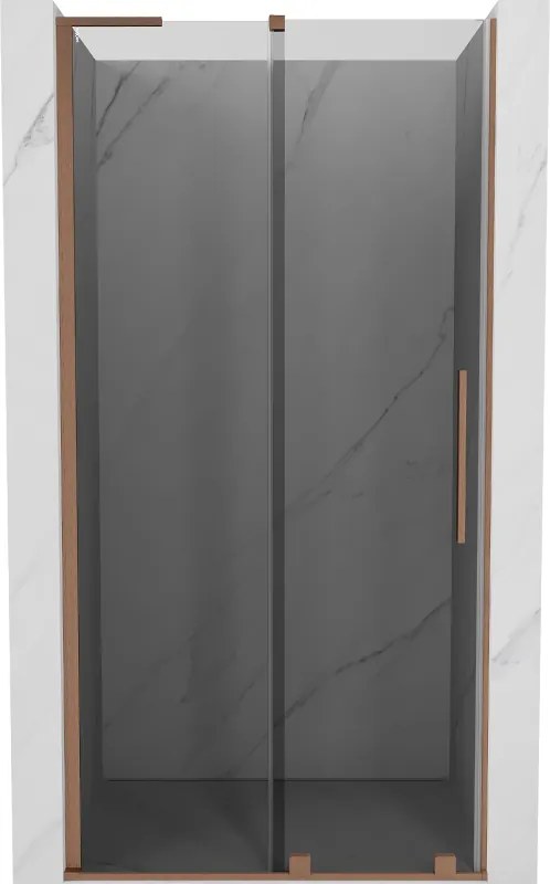 Mexen Velar L, posuvné sprchové dveře do otvoru 100 cm, 8mm šedé sklo, měděná matná, 871-100-003-41-65