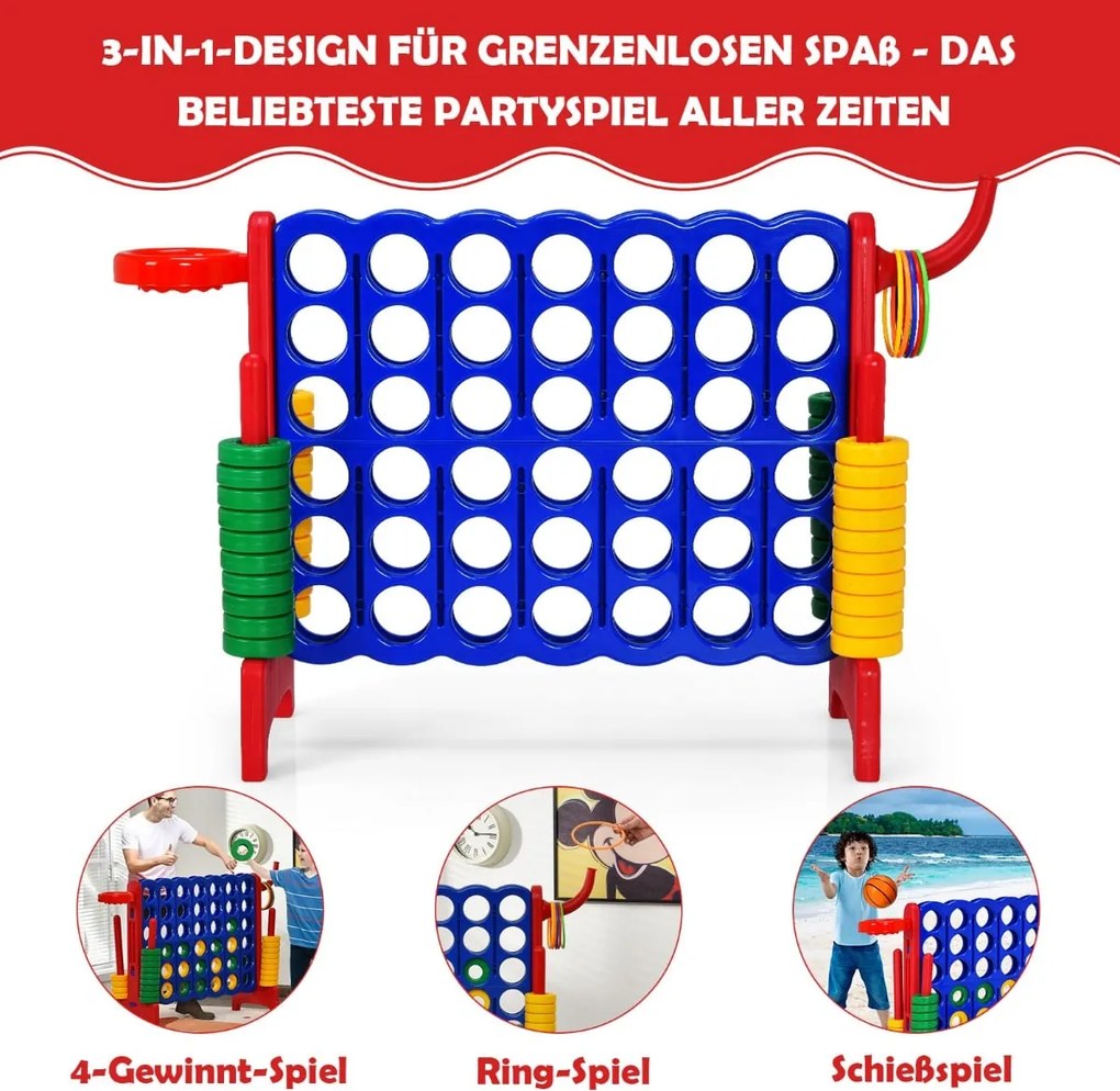 Costway Large 4-v-a-row Jumbo 4-in-a-rad set modrá + – 84 × 33 × 79 cm, červený