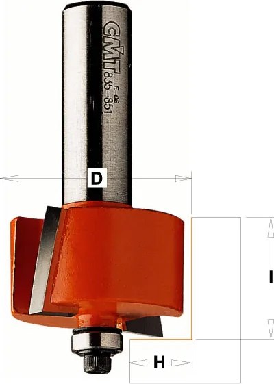 CMT Orange Tools CMT | Falcovací fréza na polodrážku 9,5-12,7–19 / stopka Ø8 mm Fréza C 935: Varianta: C935: falc 9,5×12,7 mm / stopka Ø8 mm / Ø31,7 mm