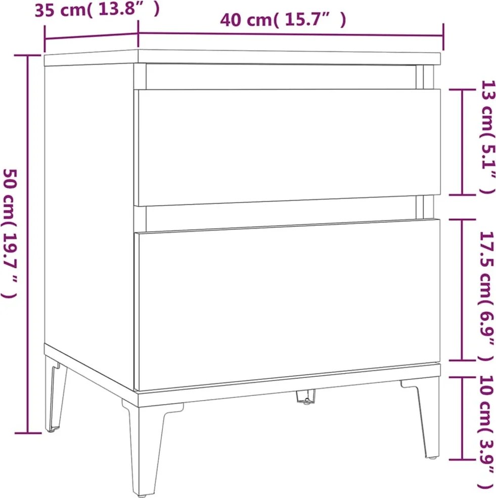 vidaXL Noční stolek 40 x 35 x 50 cm [821852] Barva: bílá s vysokým leskem