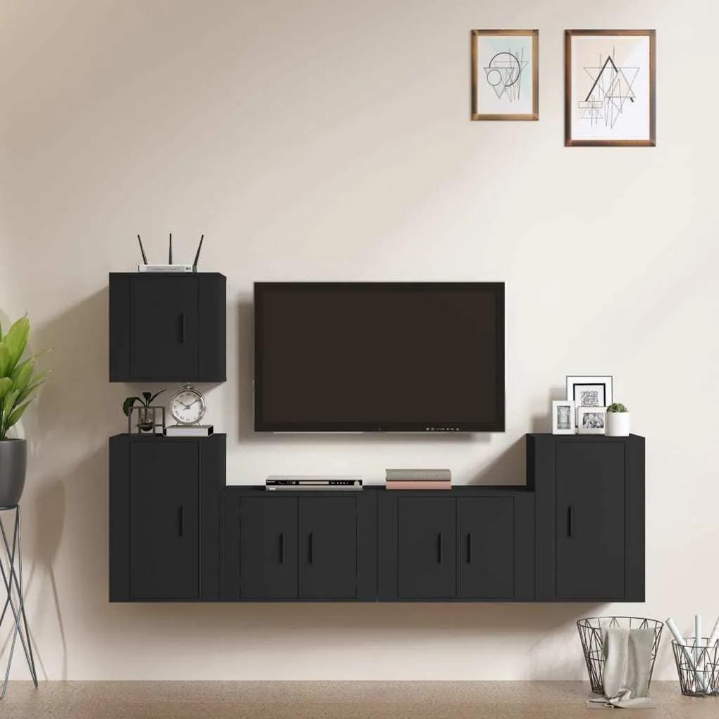 vidaXL 5dílný set TV skříněk kompozitní dřevo [3188558] Barva: Černá