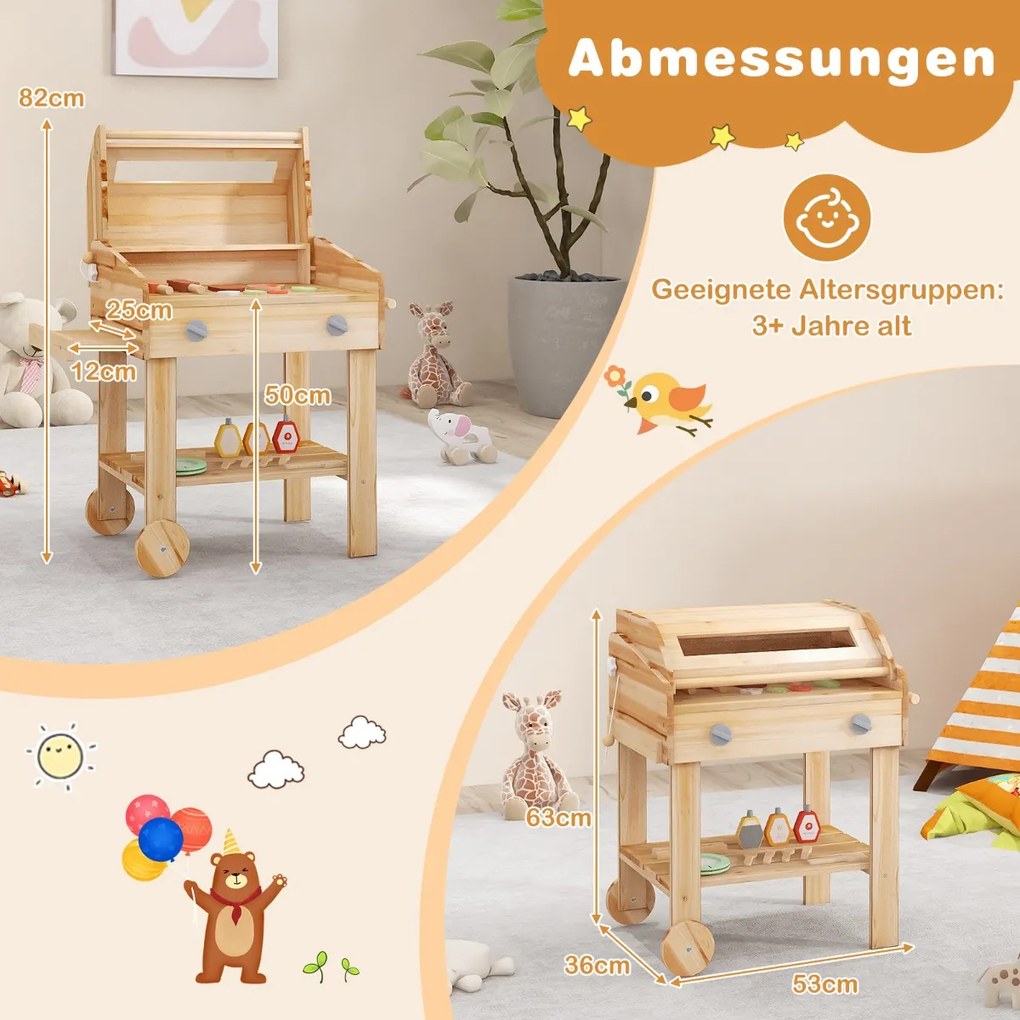 Costway Hrací sada Kids Grill s kuchyňským setem Play Food a Grill Tools