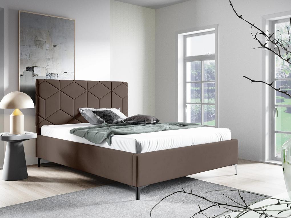 Eka Čalouněná postel BOX+ 90x200 cm Barva látky Trinity: (2304) Béžová, Úložný prostor: S dřevěným rámem úložného prostoru