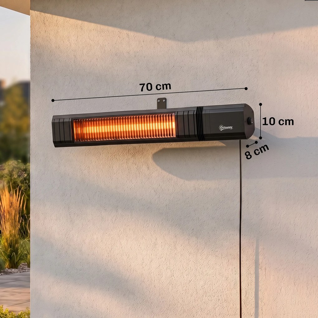 Outsunny Infračervený závěsný topný těleso 2000W z uhlíkových vláken stropní topení s aplikací, dotykové ovládání & dálkové ovládání, 9 úrovní topení